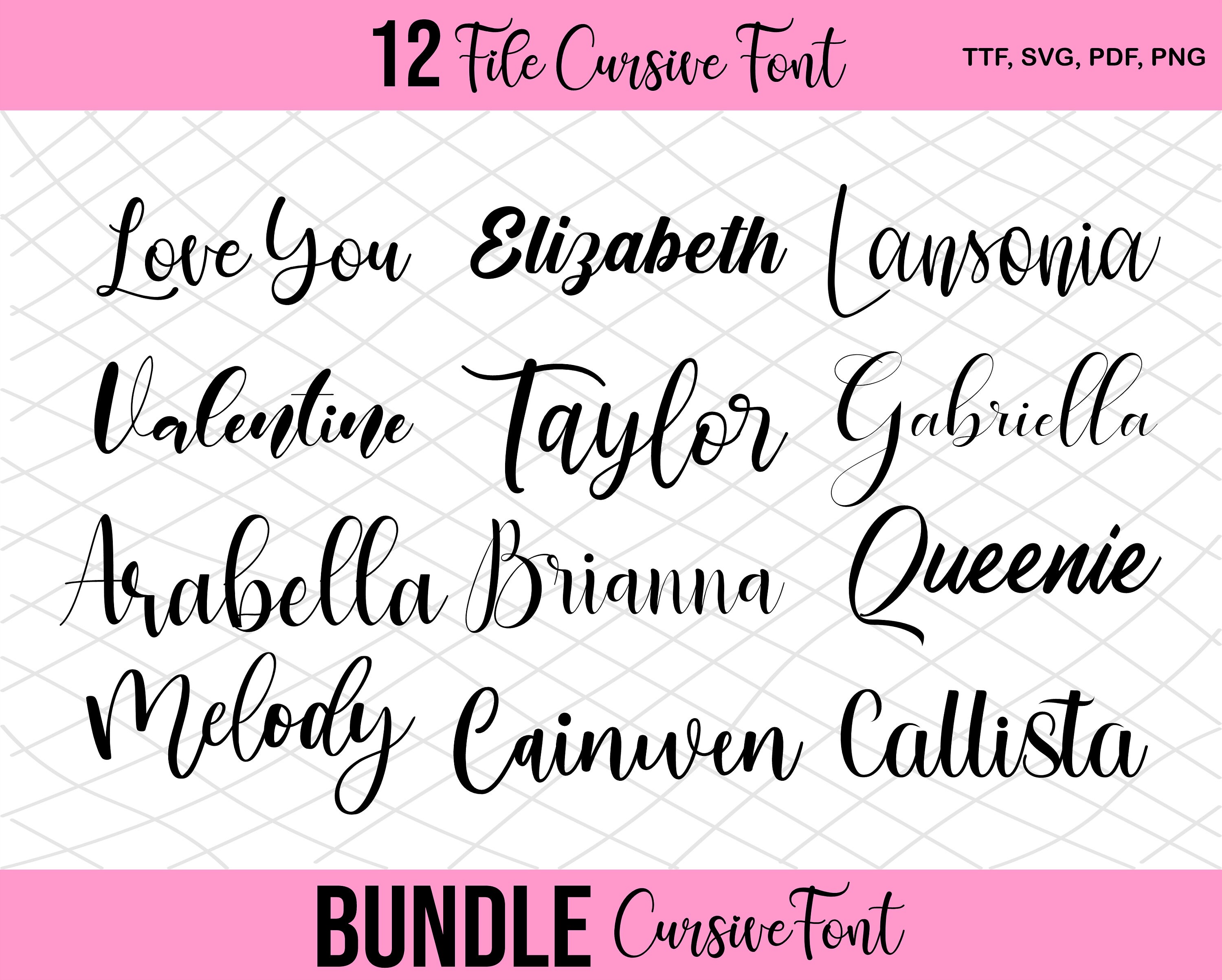 Bundle Cursive Font SVG Signature Font For Cricut Bundle Cursive Font 