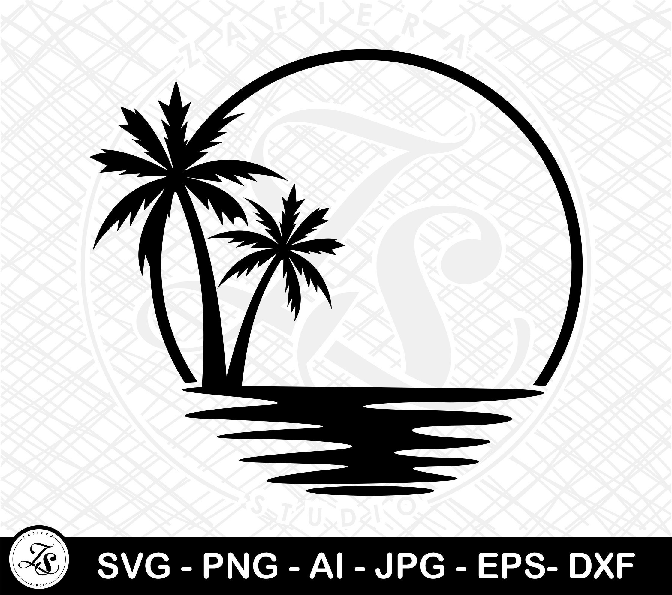 Palm Trees Svg Tropical Vacation Ocean Beach Summer Sea - Etsy
