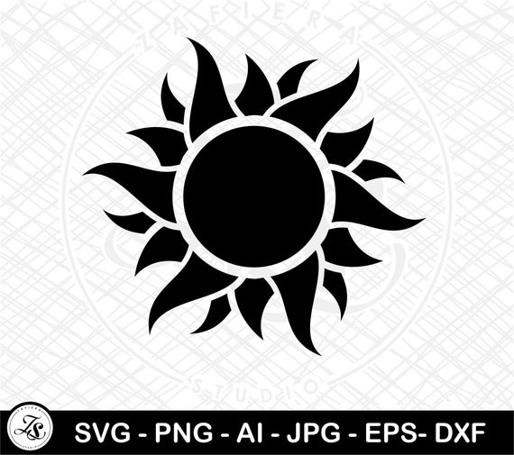 Fancy Black Sun or Sunshine Silhouette Sun Svg Sunburst SVG - Etsy