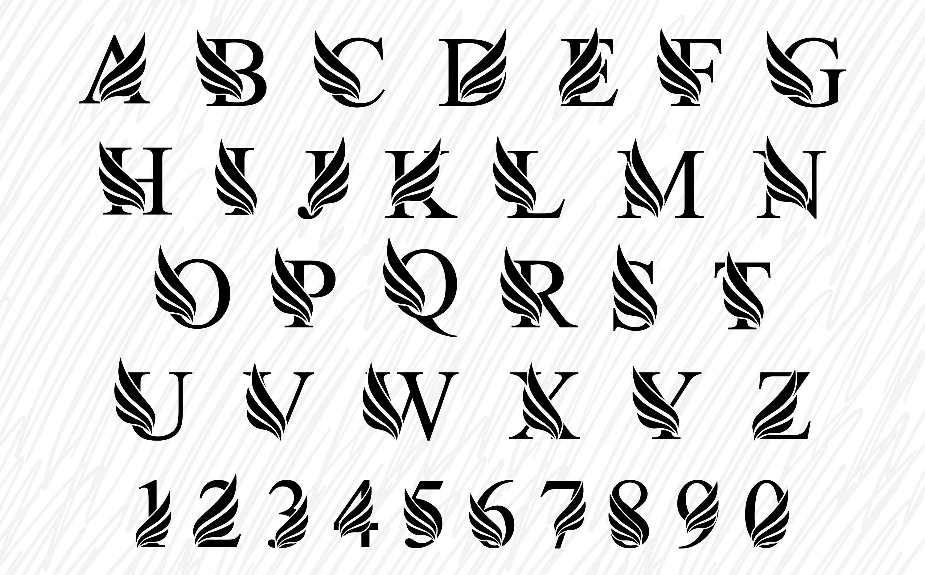 Flügel Schriftart SVG Engel Schriftart SVG Flying SVG Schriftart Für ...