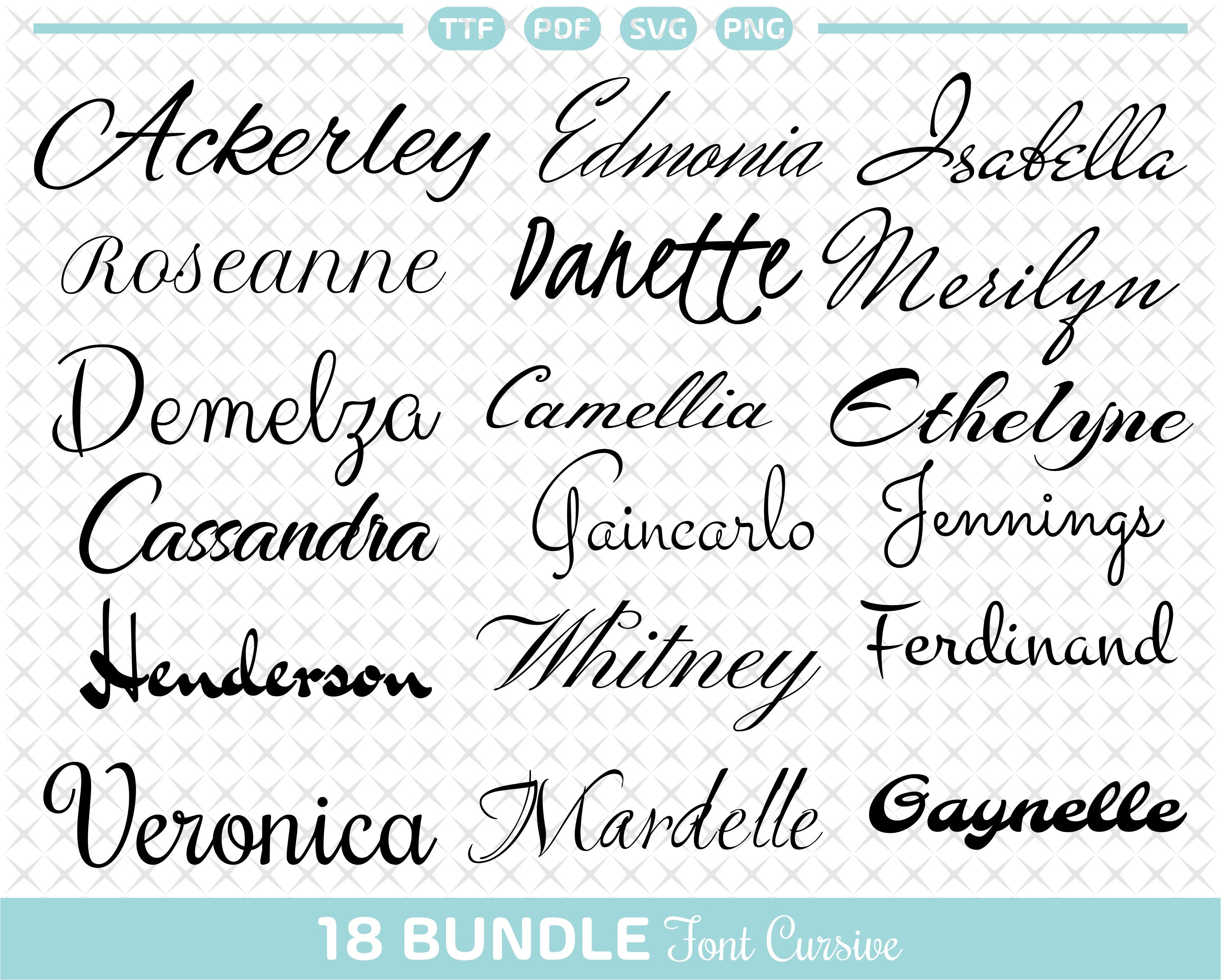 Cursive SVG Cursive Bundle Font For Cricut Bundle Cursive Font Svg Font 