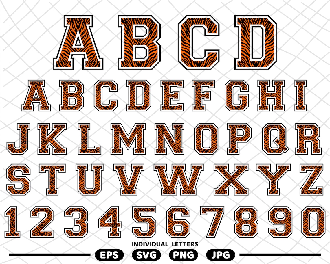 Tiger Font Svg Tiger Font Png Animal Font Svg Tiger Alphabet - Etsy