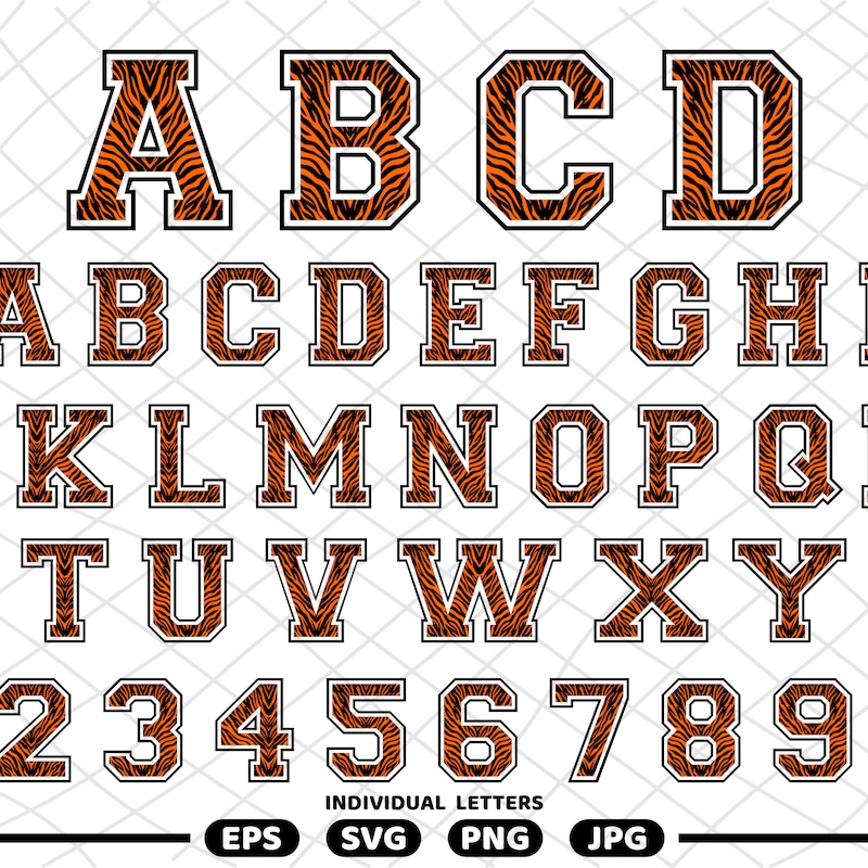 Tiger Font Svg - Etsy