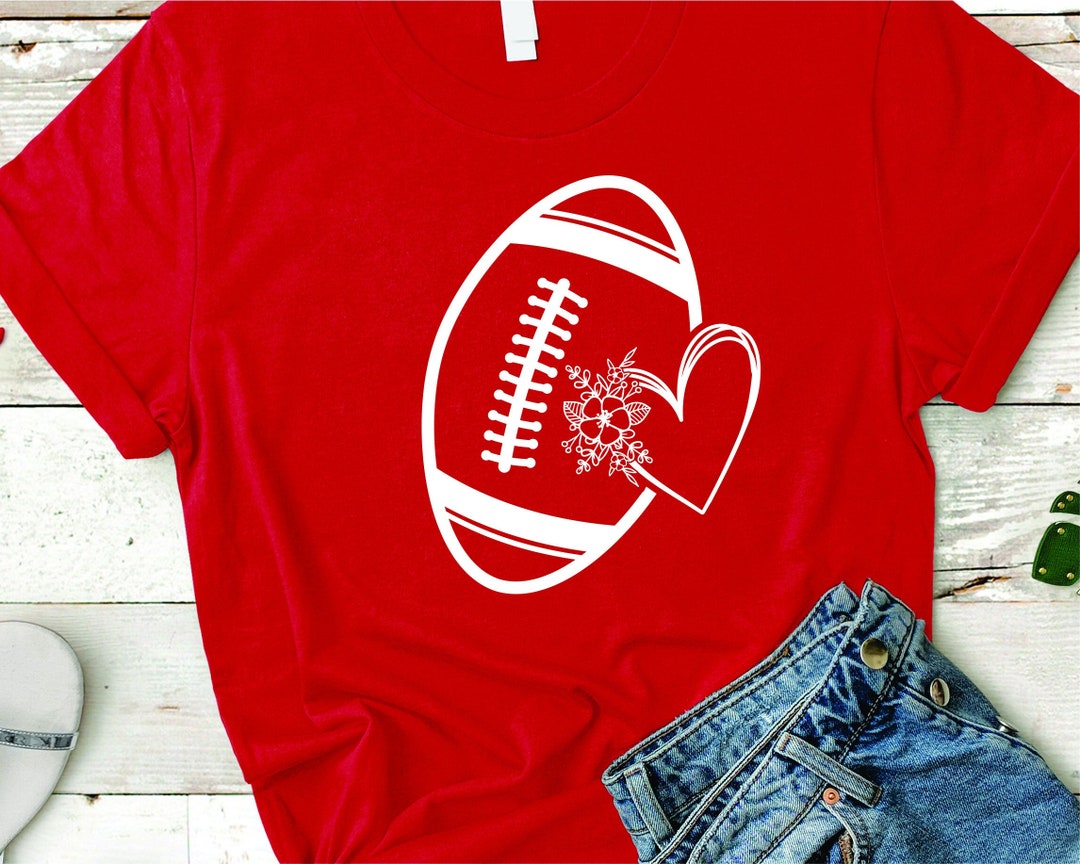 Football With Heart, Football Svg Mom, Football Heart, Football Shirt ...