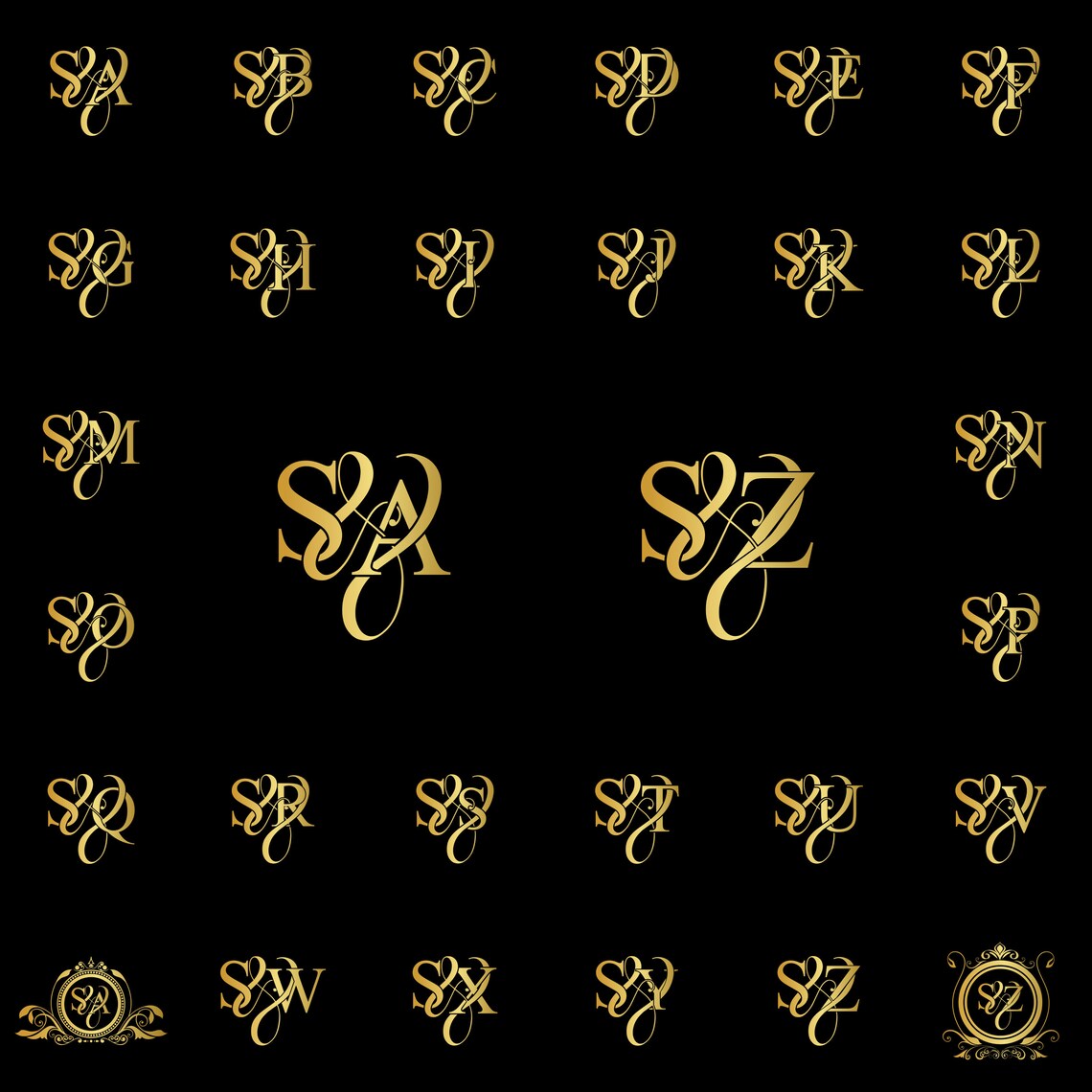 S&A Logo Design - Lettering S-z - Calligraphy Logo - Swash Font - Name ...