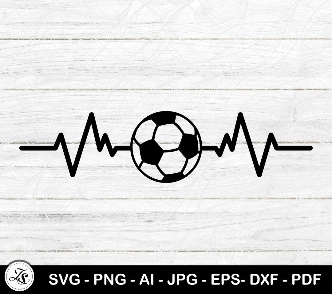 Heartbeat Soccer Ball Vector, Soccer Ball Heartbeat Line Svg, Soccer ...