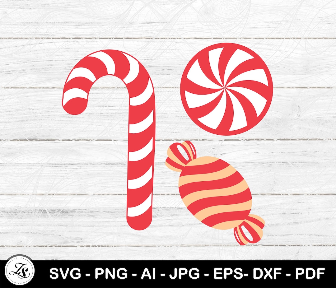 Holiday Candy Svg, Peppermint Candy Cane Christmas Candy Cut File ...