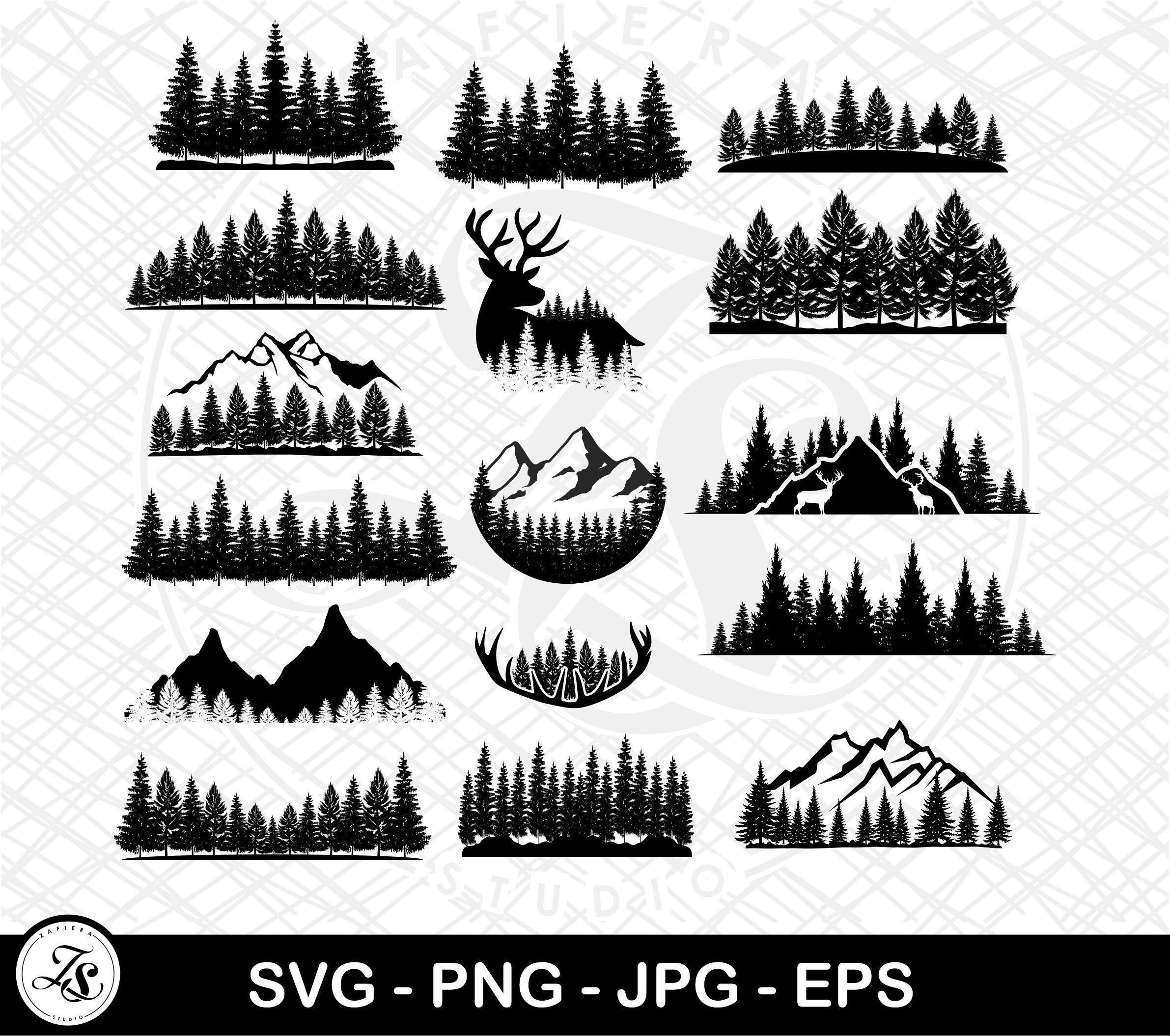 Forest Svg Bundle Pine Tree Bundle Pine Tree Border Svg Etsy