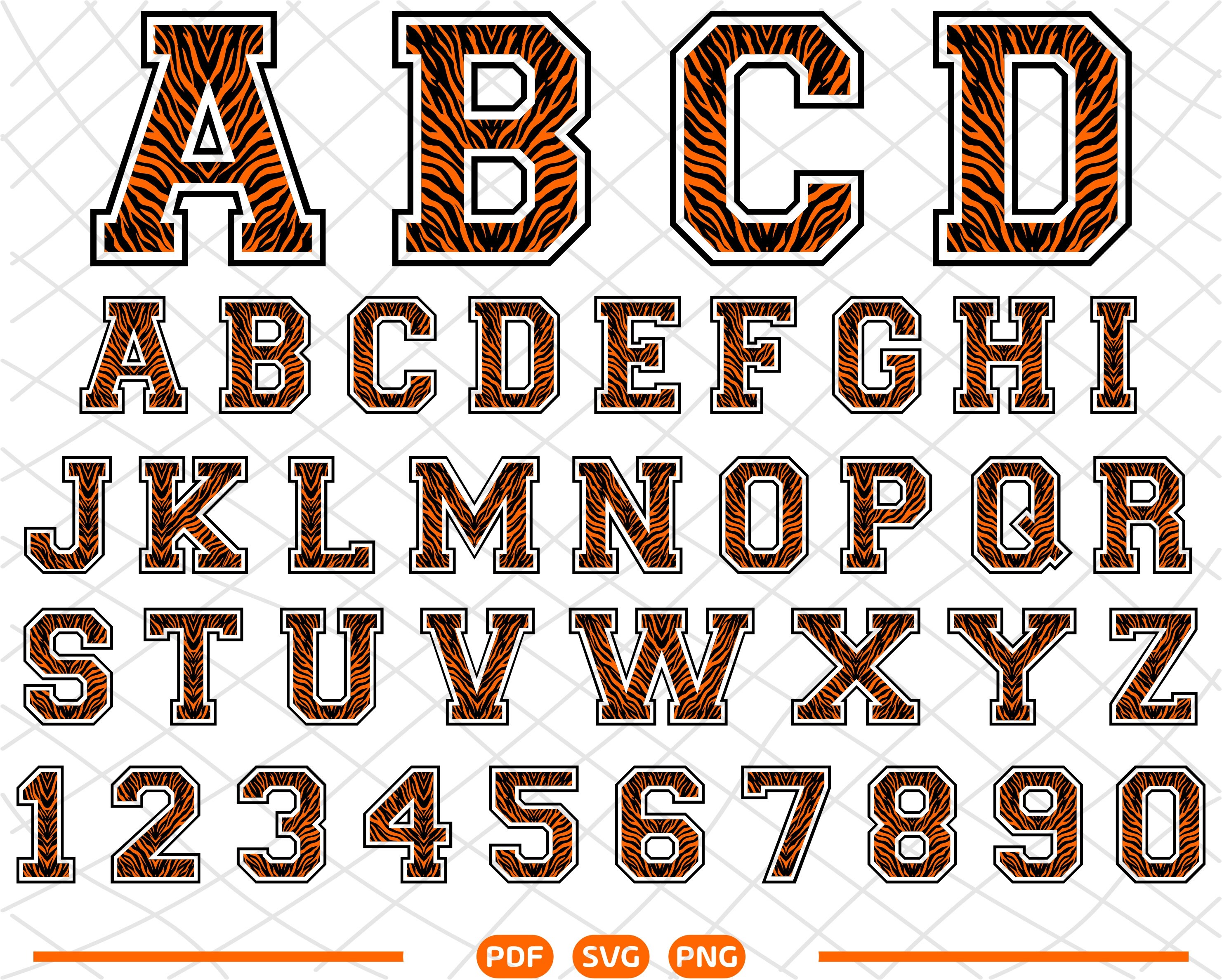 Tiger font svg Tiger font png Animal font svg Tiger alphabet | Etsy