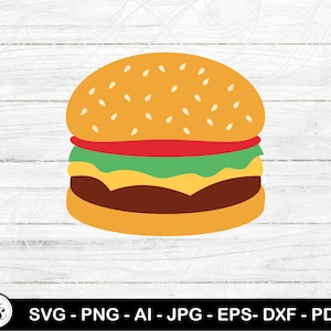 Hamburger Svg, Burger Svg, Cheeseburger Svg, Hamburger Clipart for ...