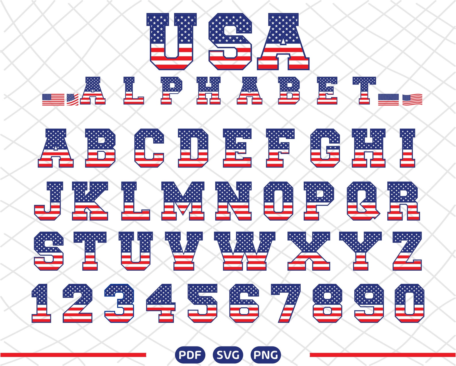 USA FLAG ALPHABET Svg, America Alphabet, American Font, American Flag ...