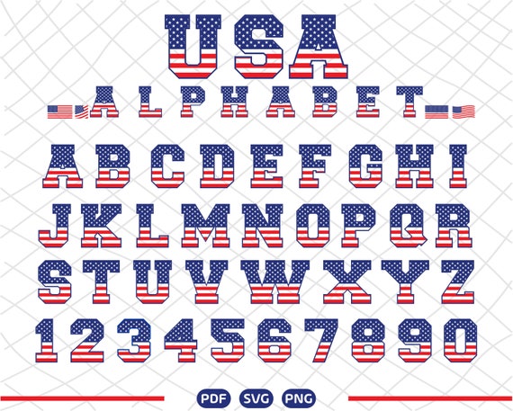 USA FLAG ALPHABET Svg America Alphabet American Font | Etsy