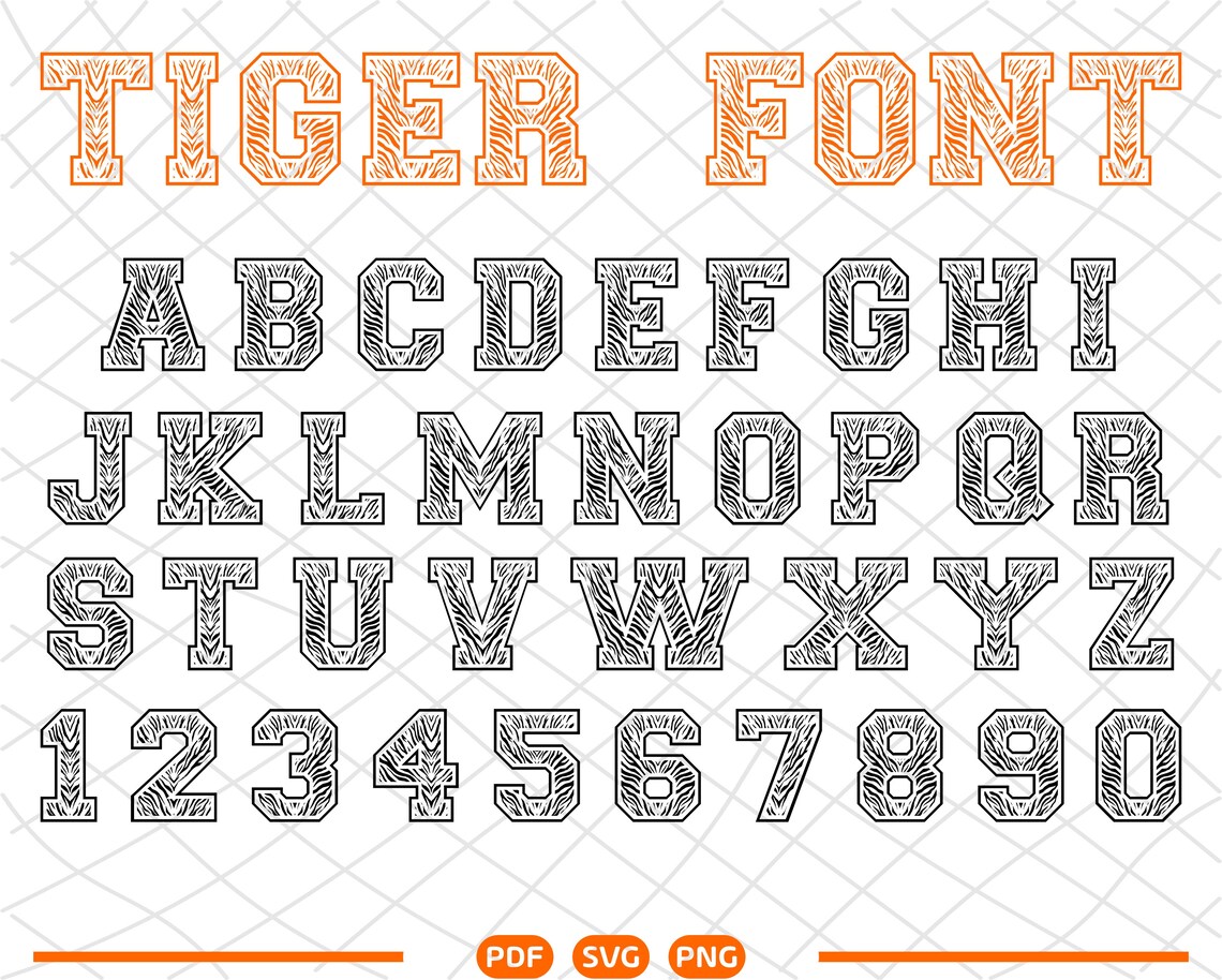 Tiger Font Svg Tiger Font Png Animal Font Svg Tiger Alphabet | Etsy