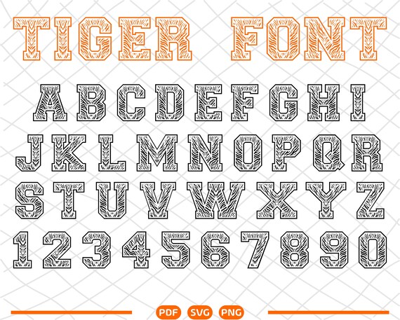 tiger alphabet svg Alphabet cut files for cricut Tiger numbers svg ...