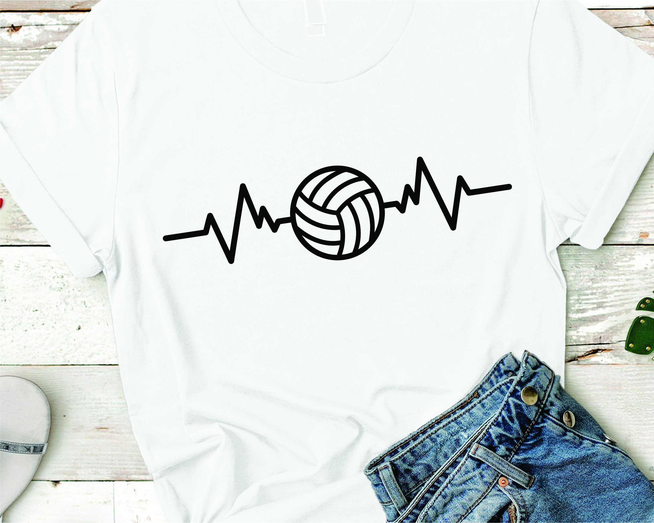 Volleyball With Heartbeat Svg, Volleyball Cut File, Volleyball ...