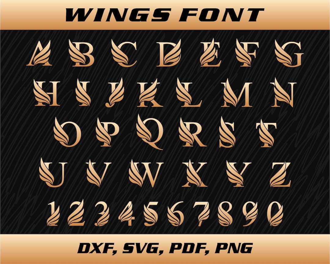 Wings Font SVG Angel Font SVG Flying SVG Font for Cricut Font Svg Wing ...