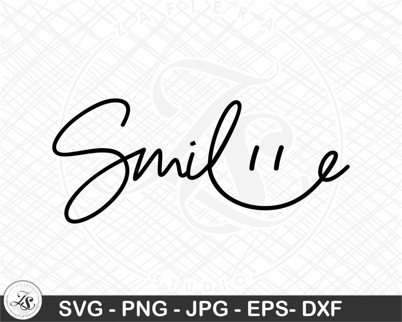 Smile SVG Fine and Fancy Smile Cursive Capitalized Happy Face Eyes ...