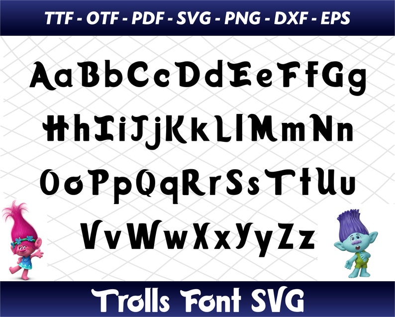 Trolls Font svg Trolls letters svg Trolls alphabet svg Font | Etsy