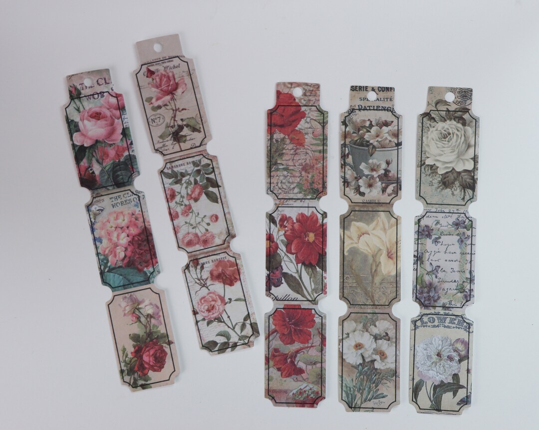 Floral Ticket Set Ephemera Strip of Flowers Bullet Journal Decorative ...
