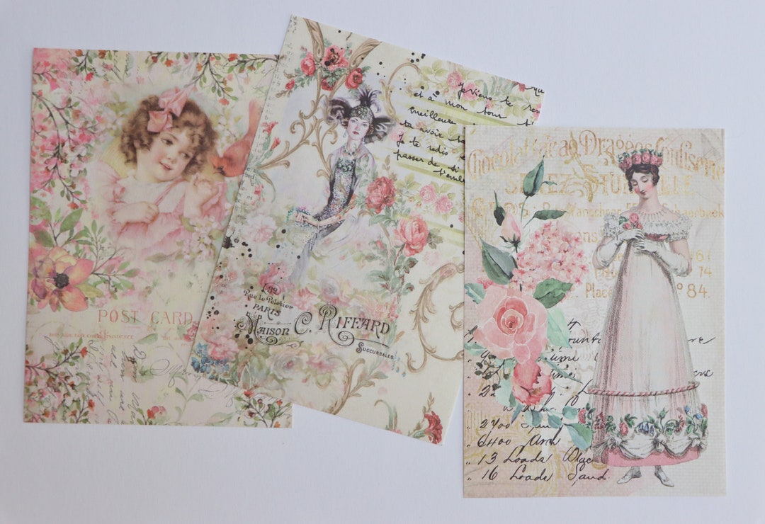 Retro Vintage Romantic Page Set Assortment 10 Retro Woman Page Junk ...