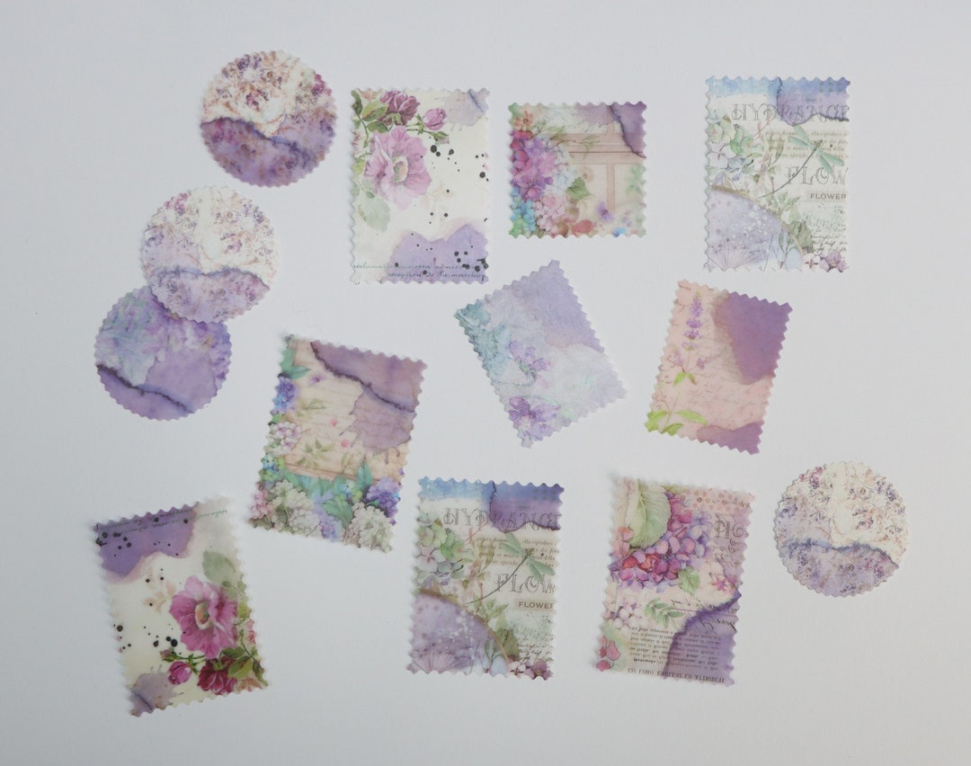 Floral Set of Beautiful Paper Sulfuric Acid Paper Craft Purple Floral ...