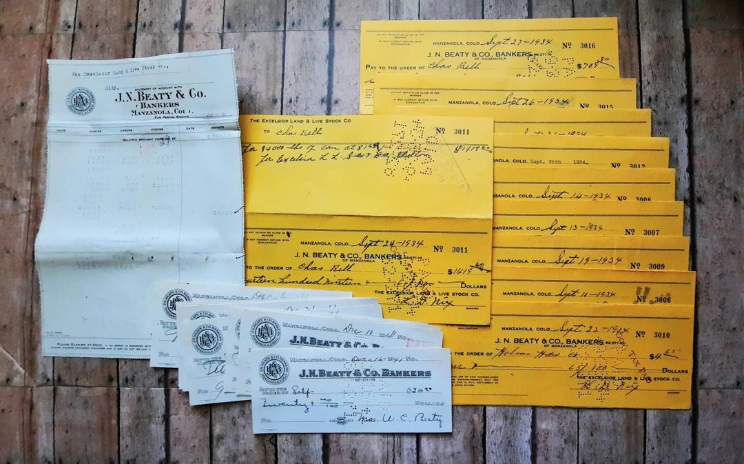 Vintage Checks, 1940's, Bank Checks, Used Checks - Etsy