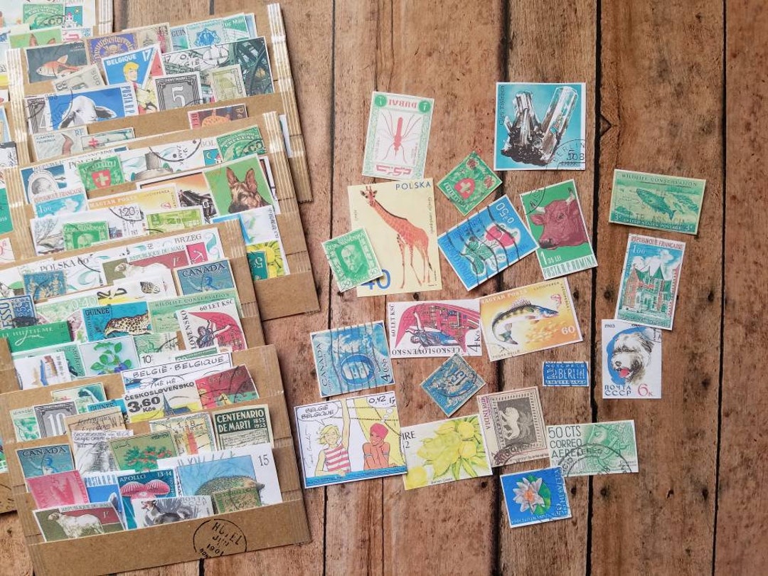 Postage Stamp Stickers: Collage, Journaling, Mixed Media - Etsy