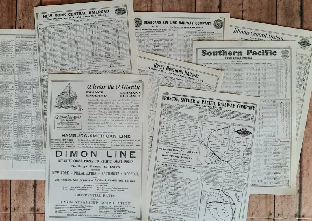 Railroad Timetables: Maps,advertisements - Etsy