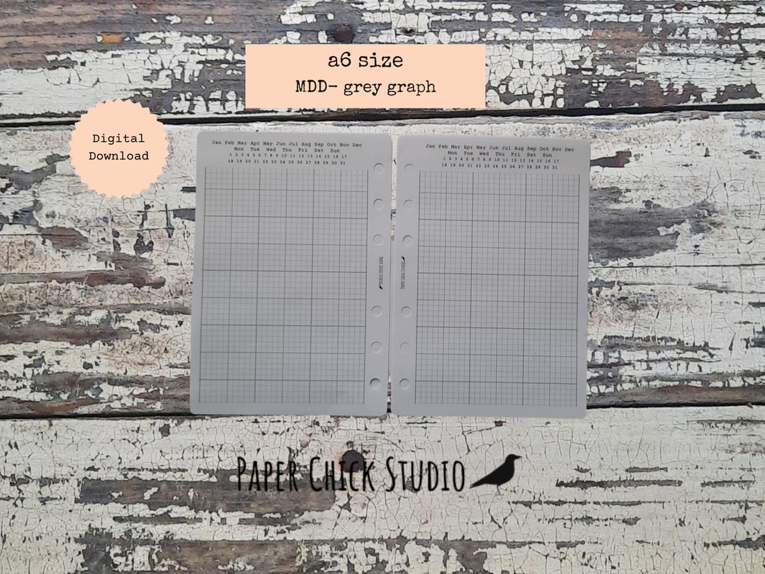 A6 Grey Graph Digital File, Printable, Typewriter Font, MDD Header - Etsy