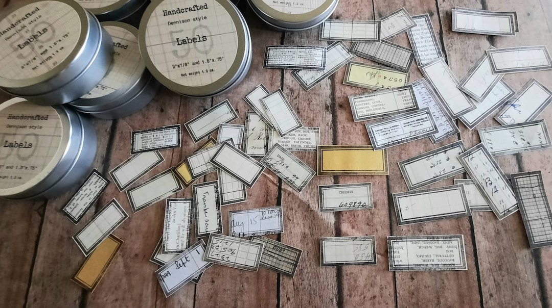 Dennison Style Labels; Travel Tin, Collage, Journaling, Mixed Media - Etsy