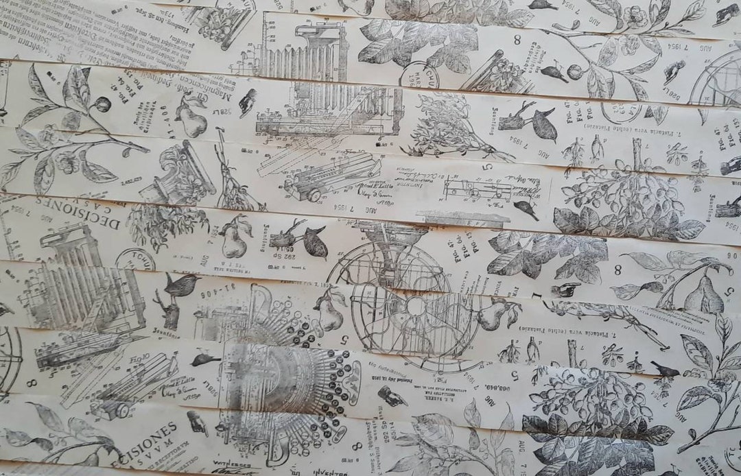 Collage Paper; Cash Register Paper, Unique, Stamped, Handcrafted - Etsy