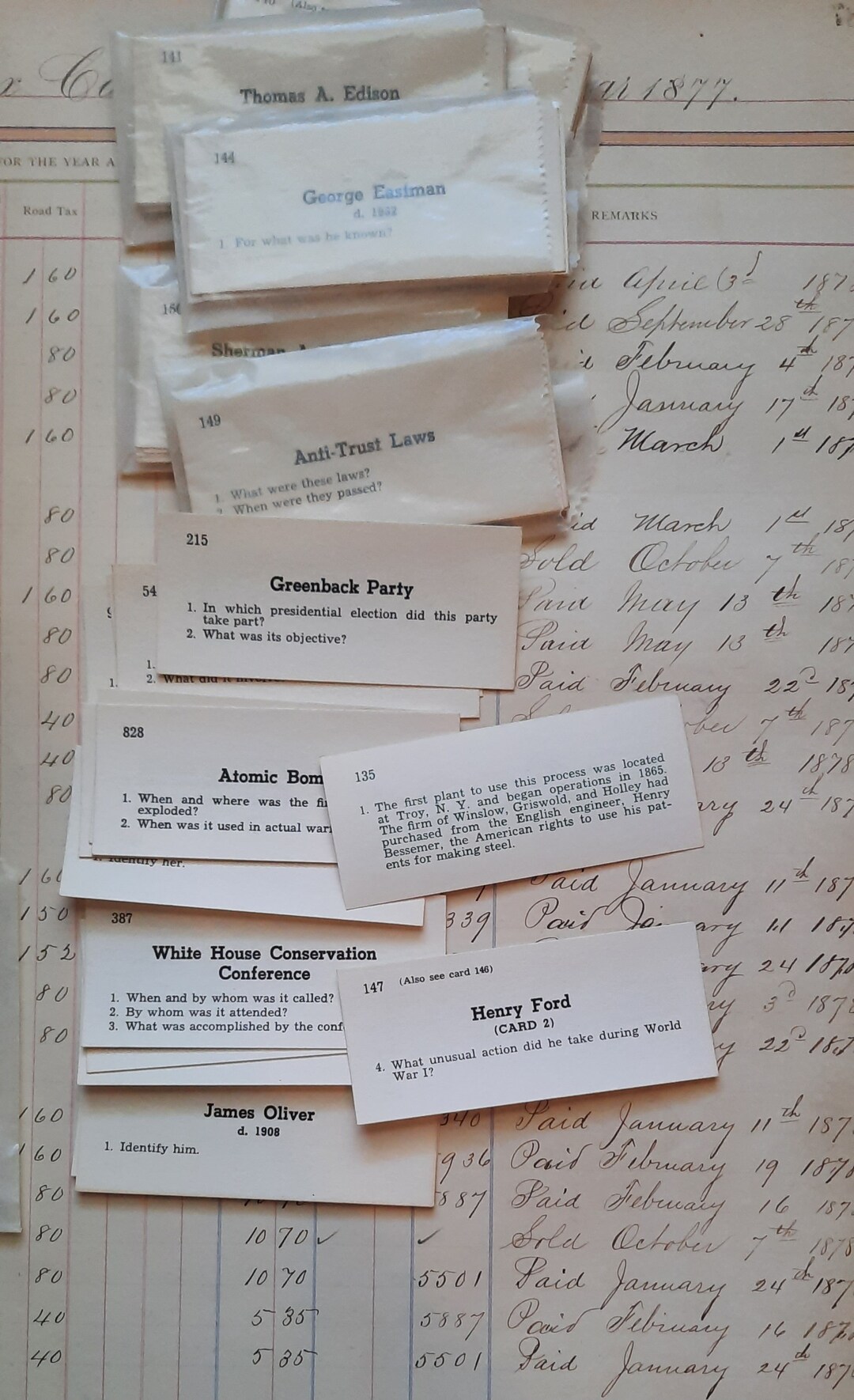 Flashcards; Vintage, American History, Small Flashcards - Etsy