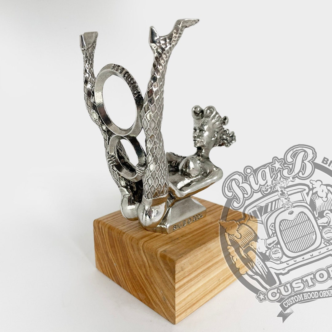 V8girl, PREMIUM Sculpture, Metal Hood Ornament, Rat Rod / Hot Rod ...