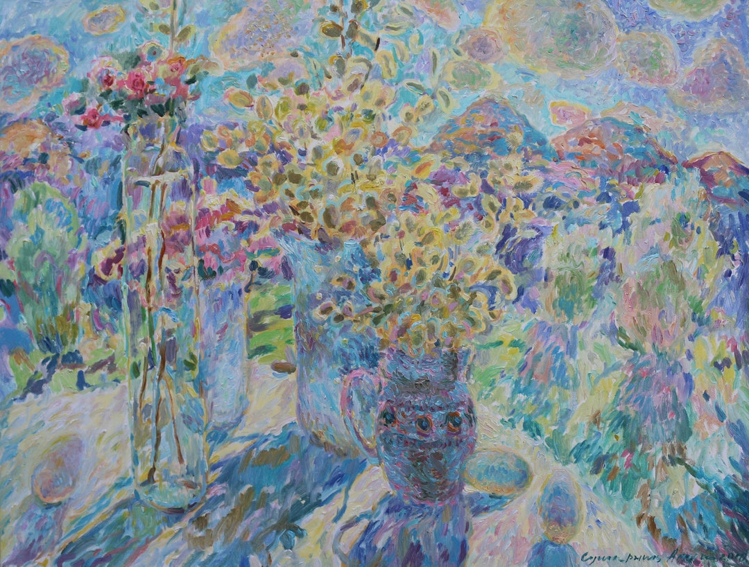 Spring Flowers Oil Painting: Mountain Landscape Still Life - Etsy