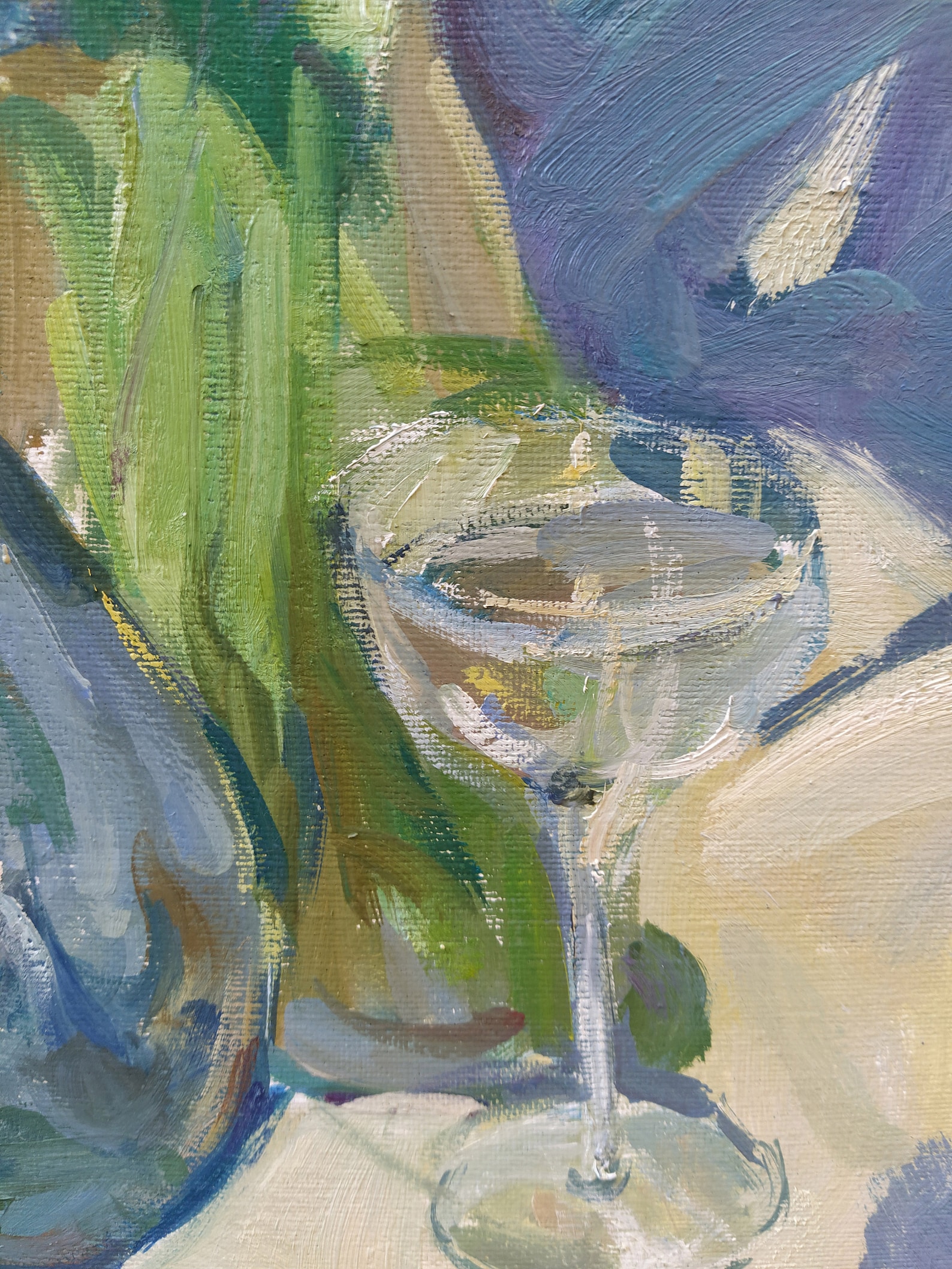 Still Life With Flowers Spring Irises and Wine Glasses Home - Etsy