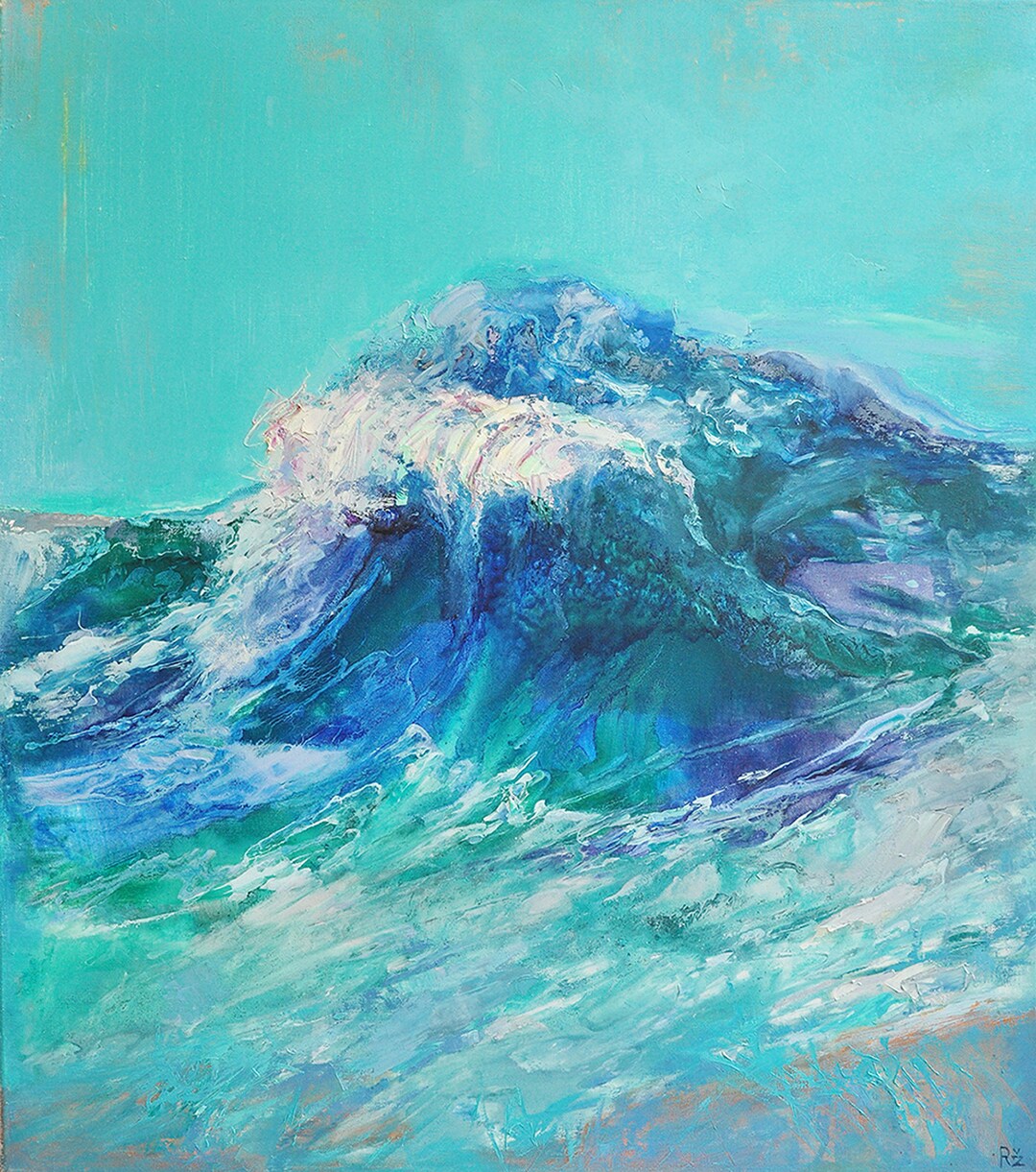 Impressionist Ocean Wave Oil Painting: Large Seascape Wall Art (31.5x35 ...