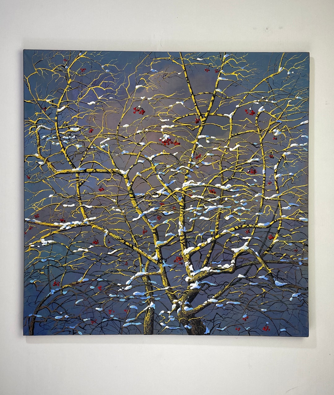 Original Painting, Acrylic Painting, Winter Landscape,tree, Guelder ...