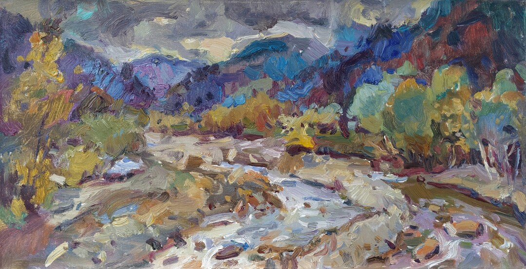 Painting of a Mountain River, Mountain Landscape, Wall Decor ...