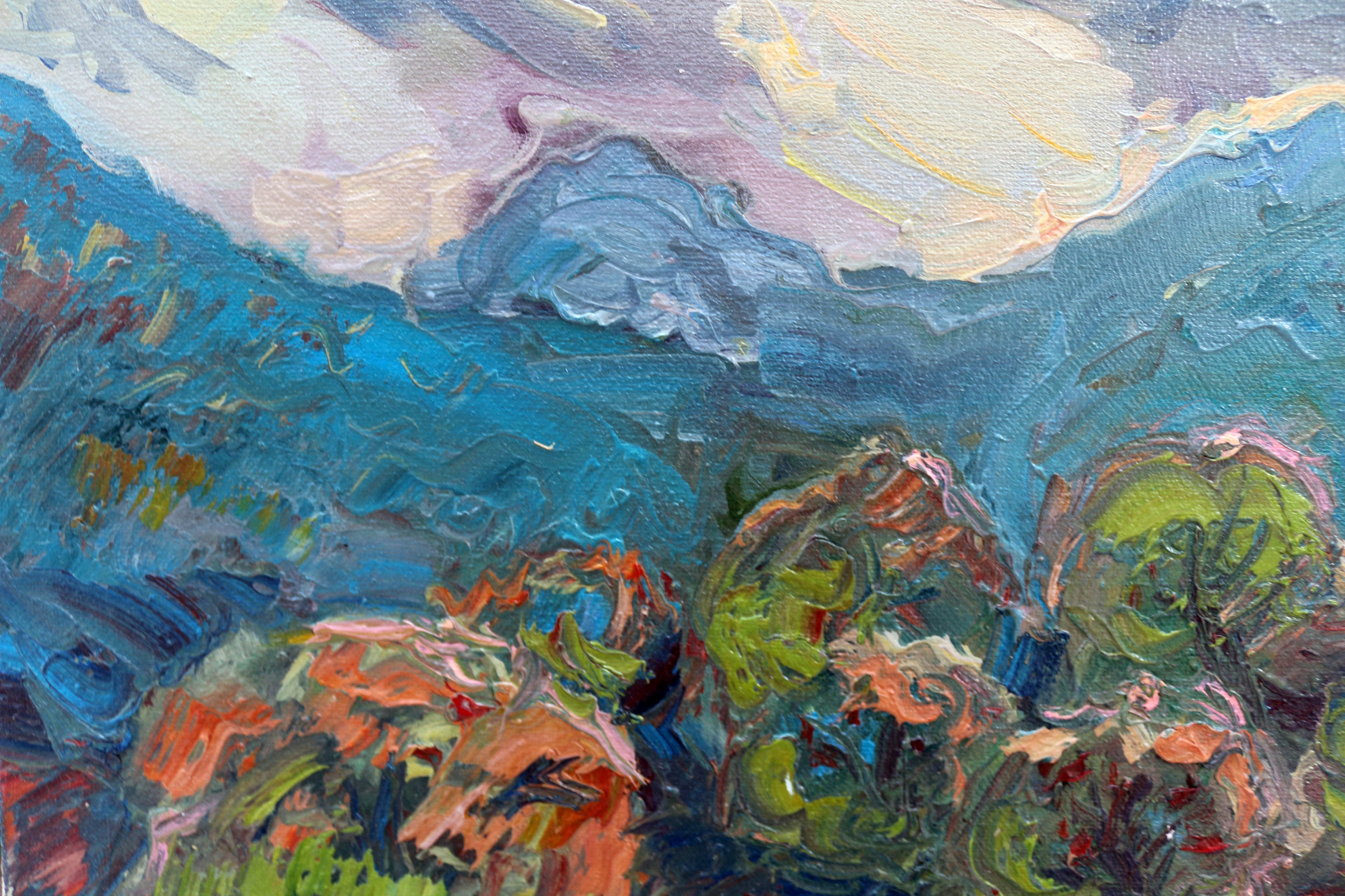 Mini landscape Mountain landscape impasto painting work on | Etsy