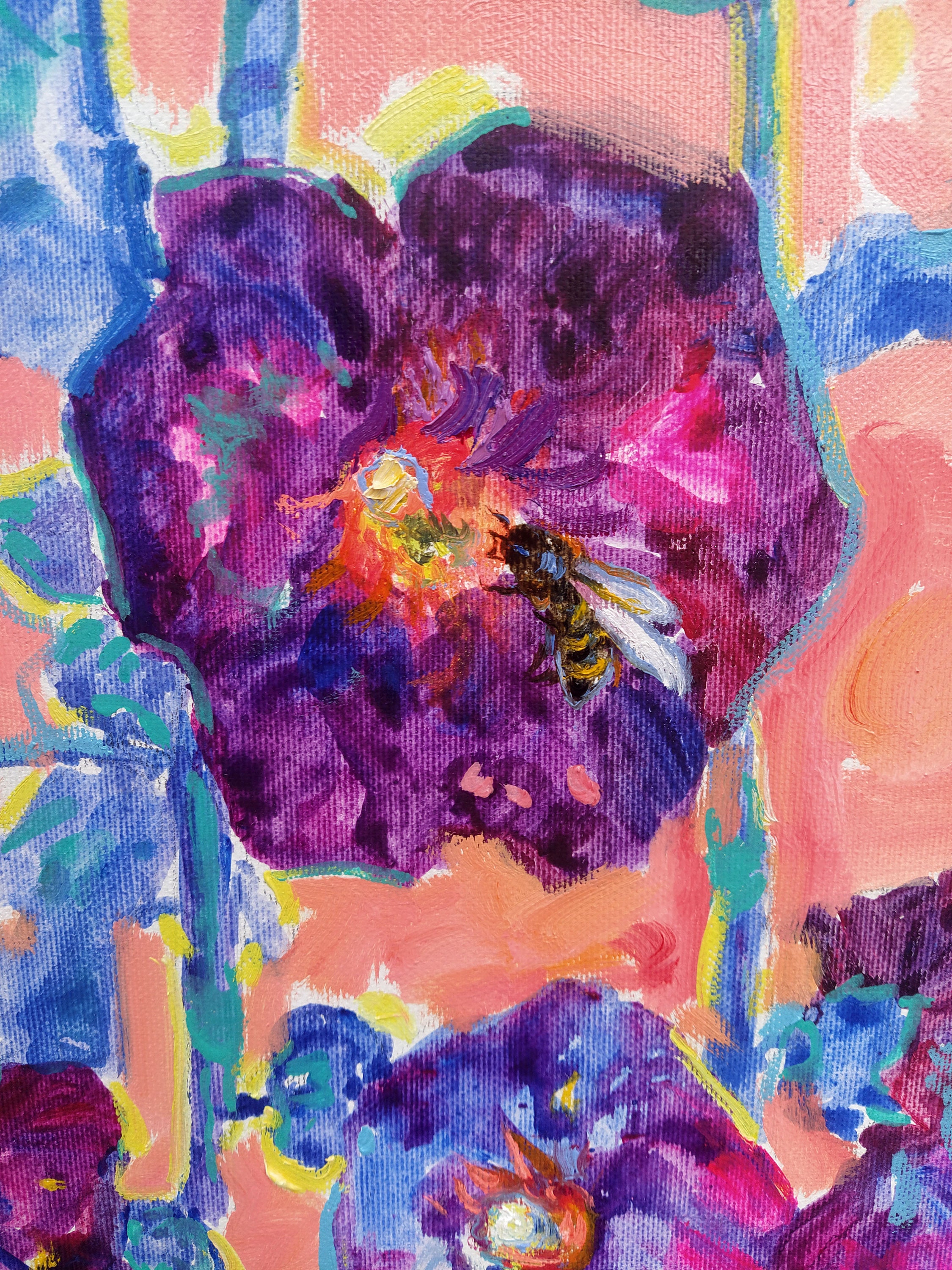 Oil painting Purple mallows Large painting impasto | Etsy