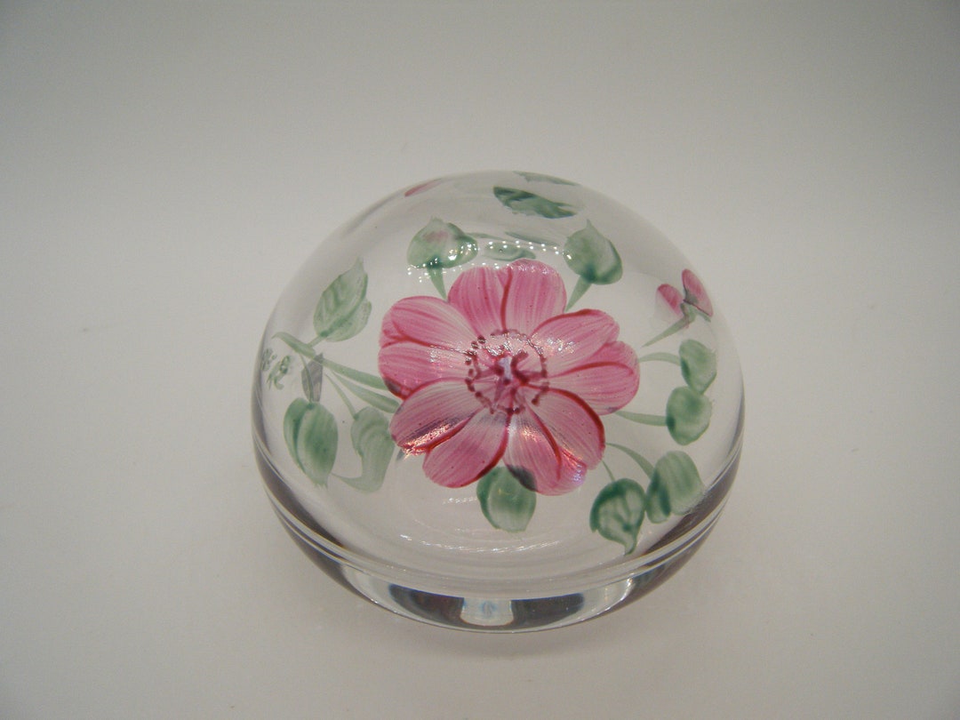Vintage Orrefors Sweden Lead Crystal Paperweight Hand Painted Bubble ...