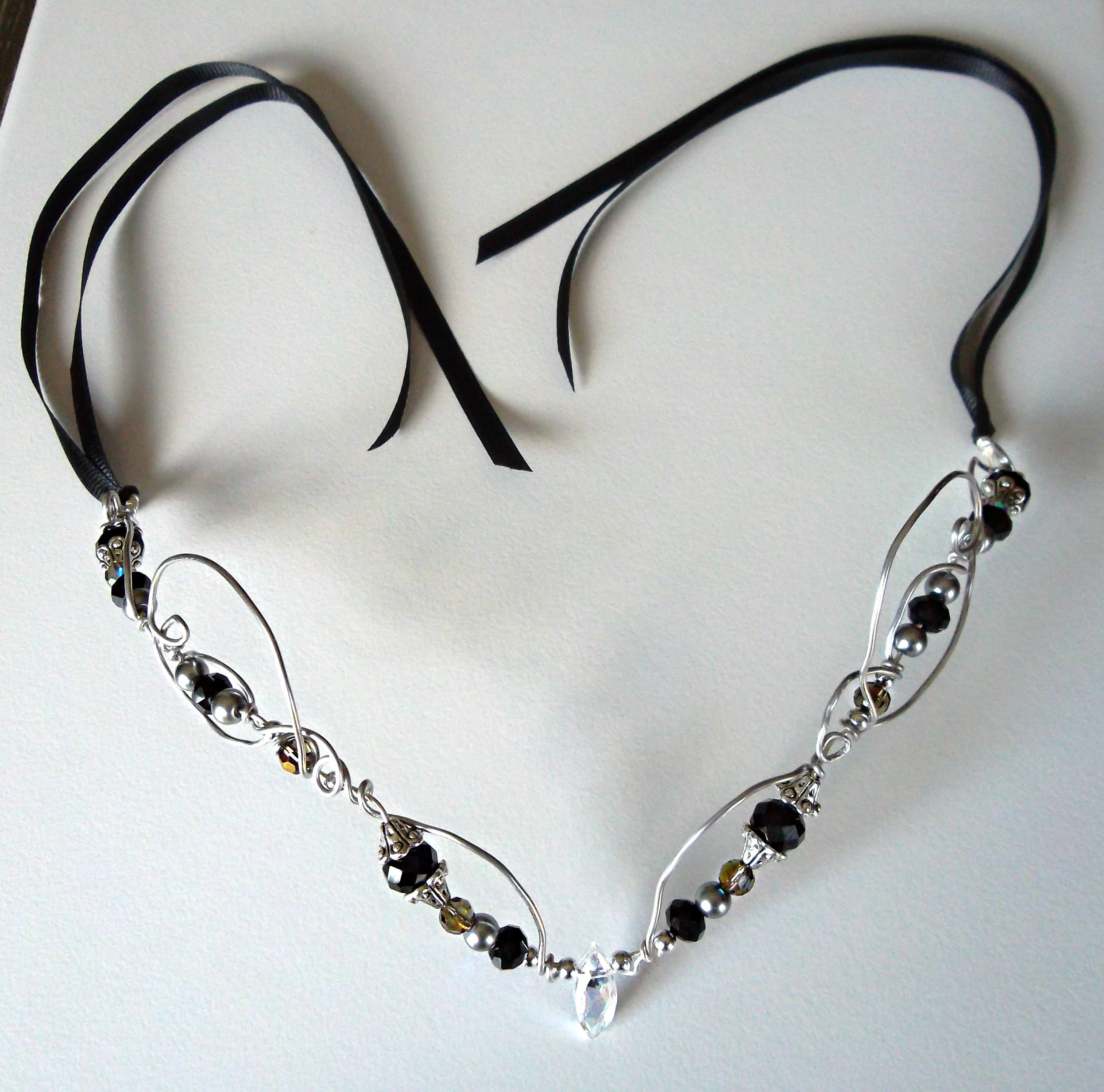 Victorian Gothic Elven Circlet in Crystal and Onyx Medieval | Etsy
