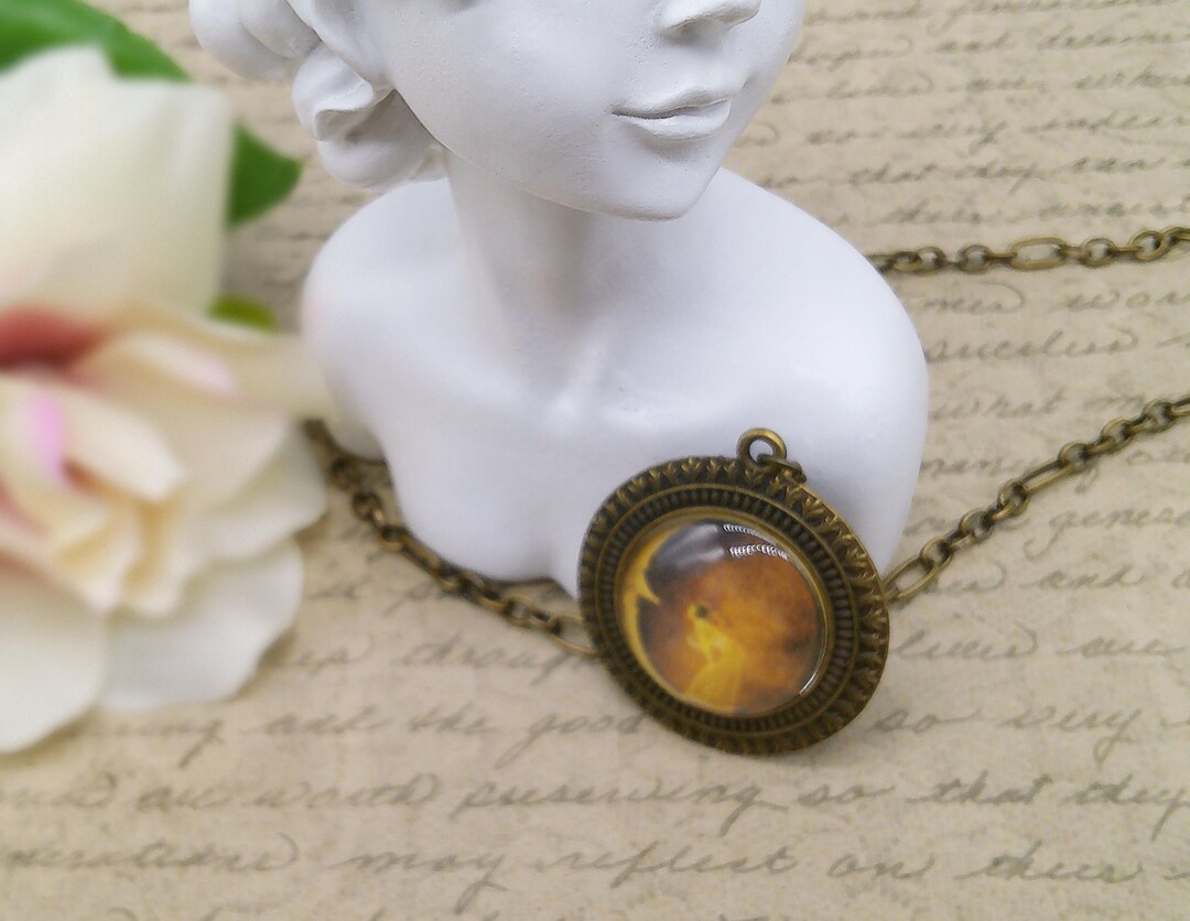 Hello Moon Pendant With Flapper Girl, Gatsby, Moon Phases, Art Deco ...