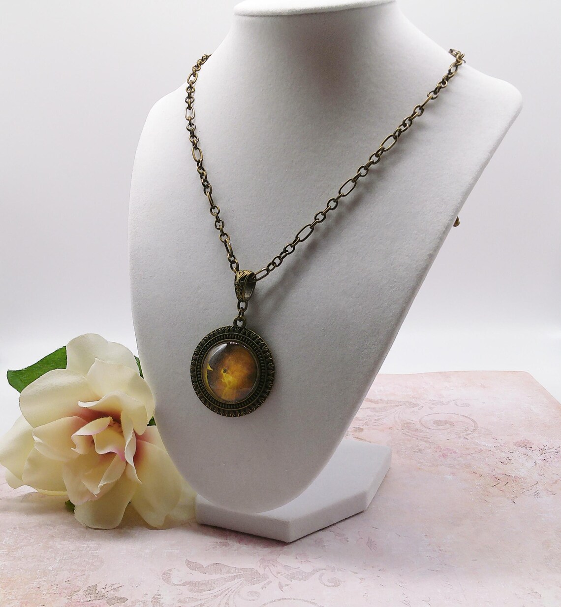 Hello Moon Pendant With Flapper Girl, Gatsby, Moon Phases, Art Deco ...