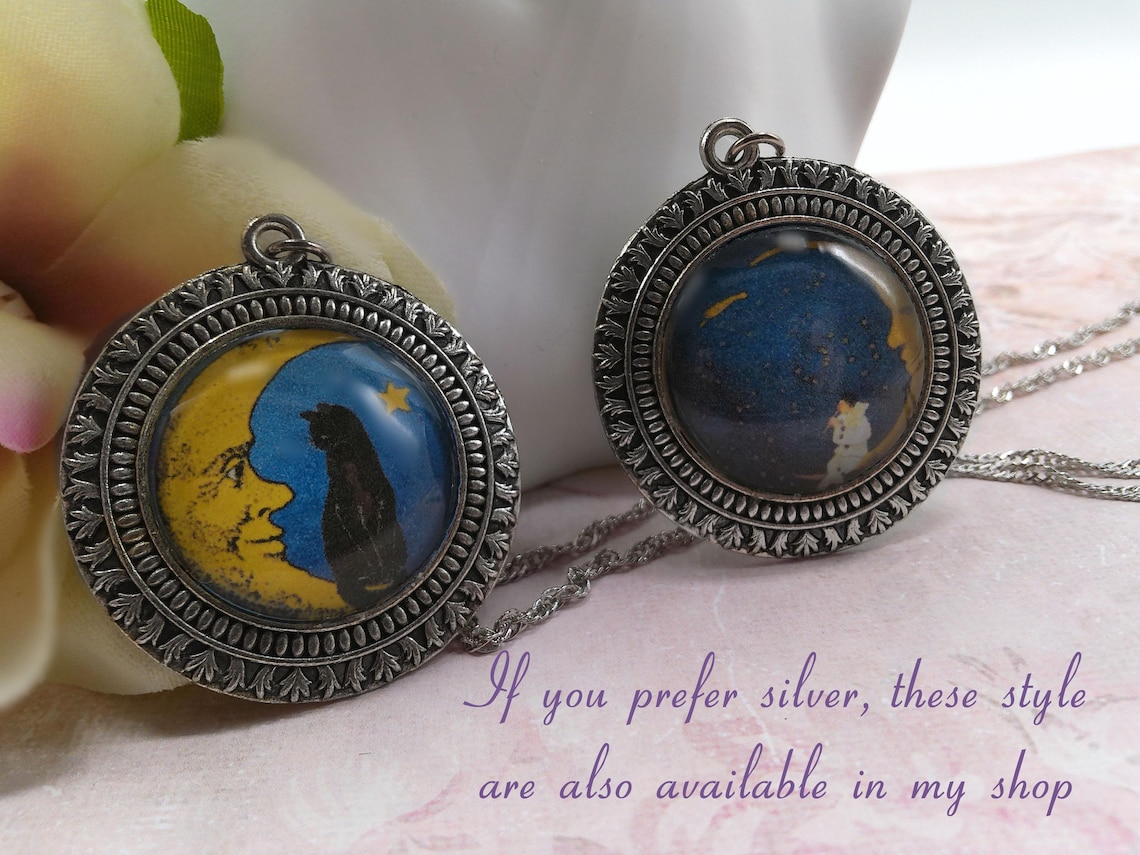 Hello Moon Pendant With Flapper Girl, Gatsby, Moon Phases, Art Deco ...