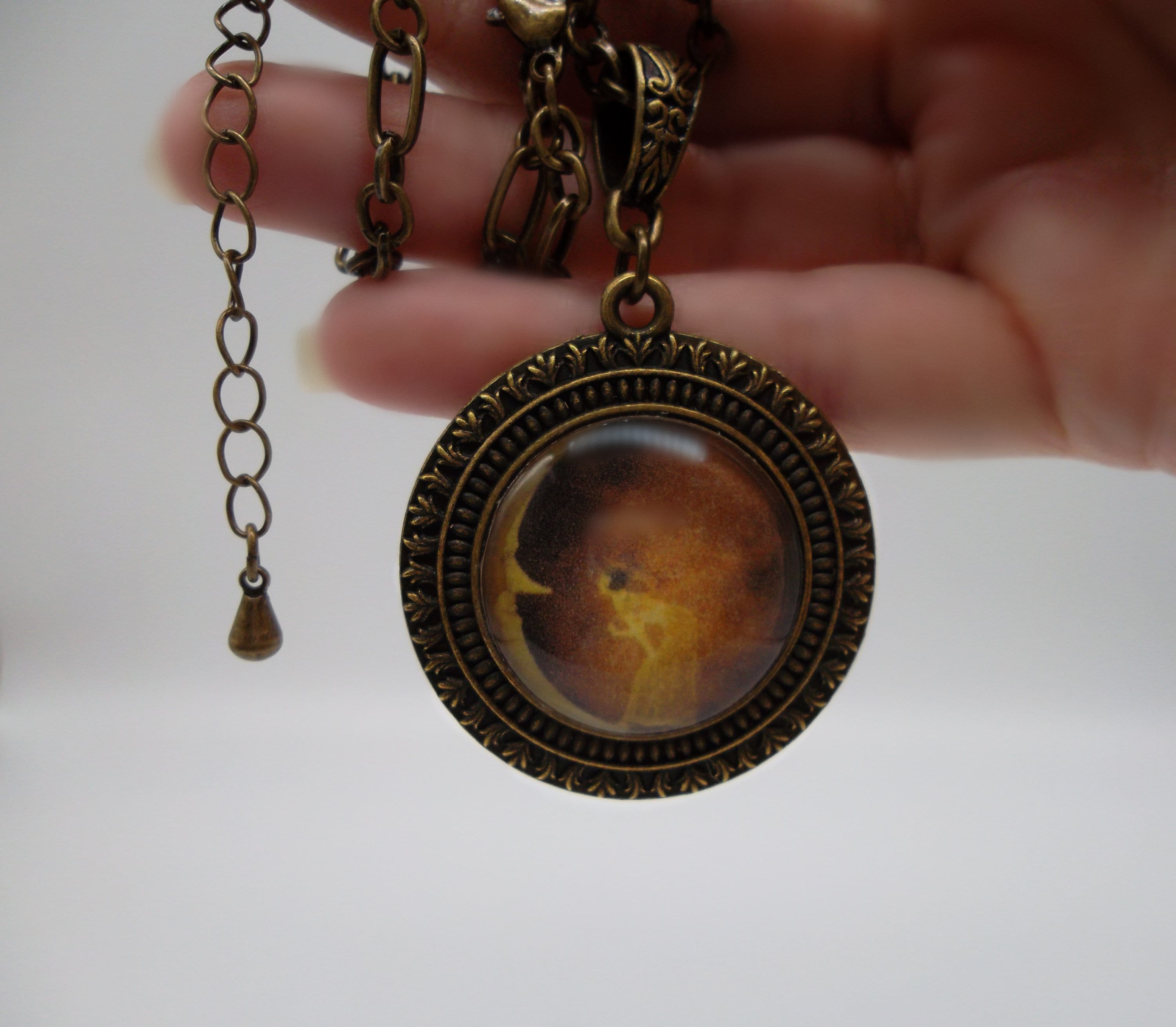 Hello Moon Pendant With Flapper Girl, Gatsby, Moon Phases, Art Deco ...