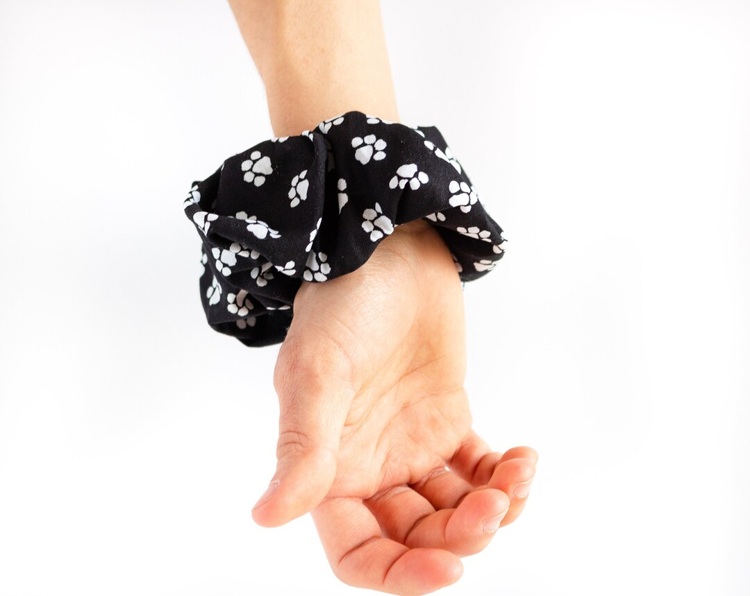Black Dog Print Scrunchie, Scrunchies, Scrunchy, Dog Lover Gift, 90s ...