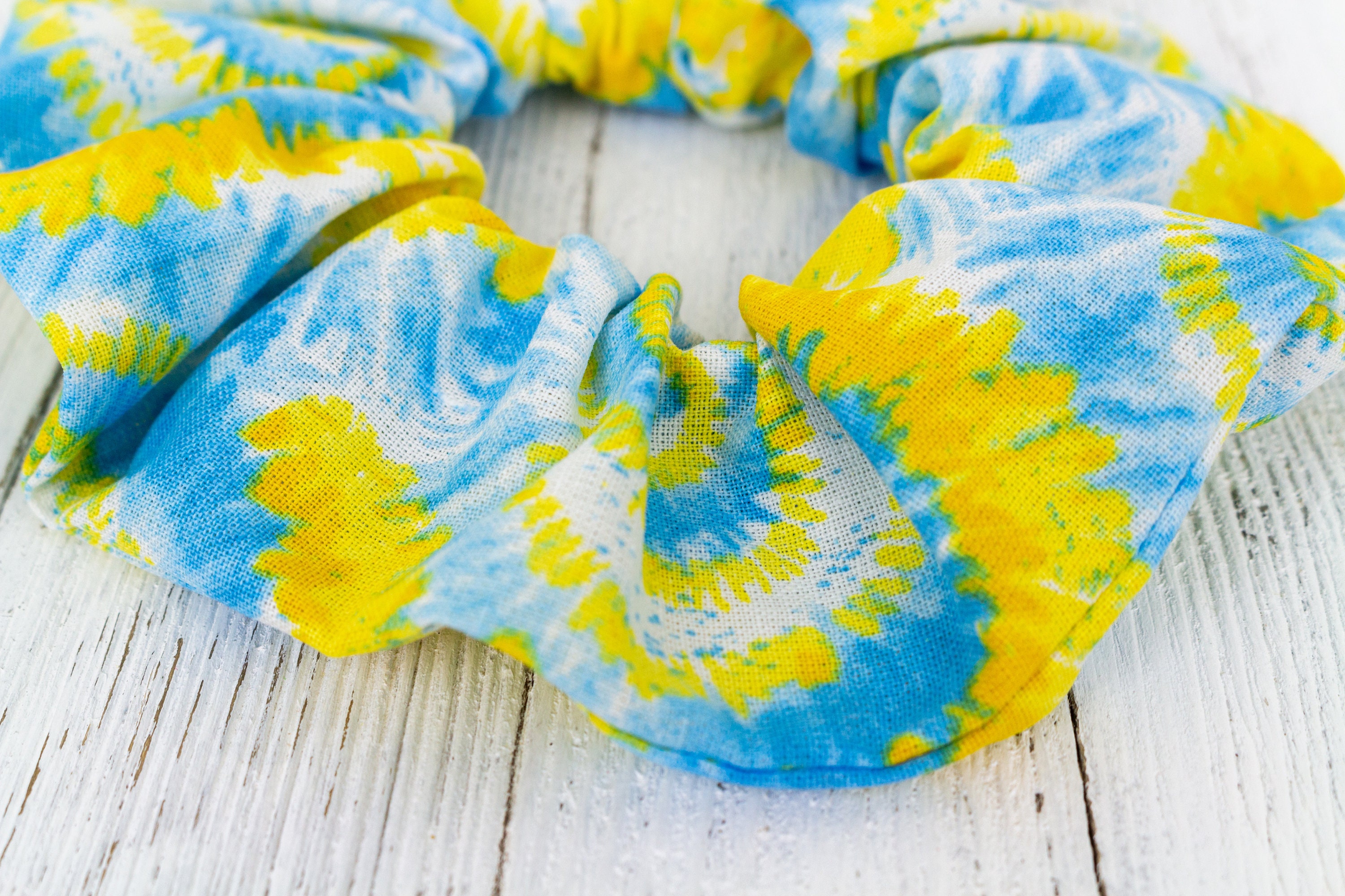 Blue and Yellow Boho Tie Dye Scrunchie Hippie Scrunchy Hair | Etsy