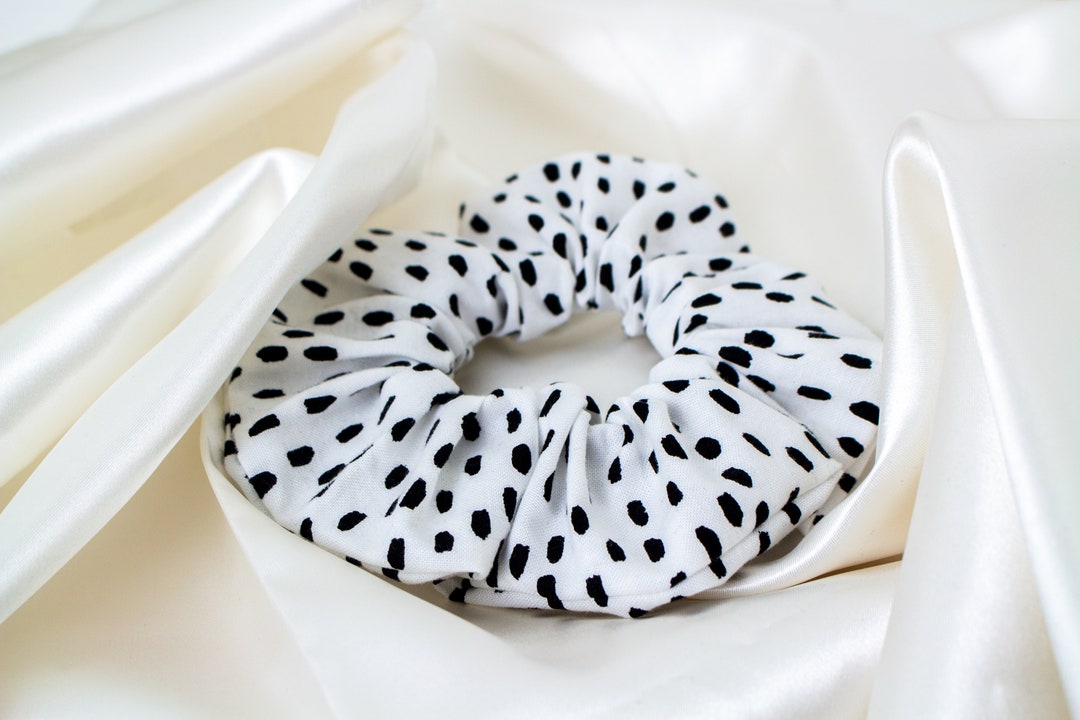 White Hair Scrunchie With Dots - Etsy