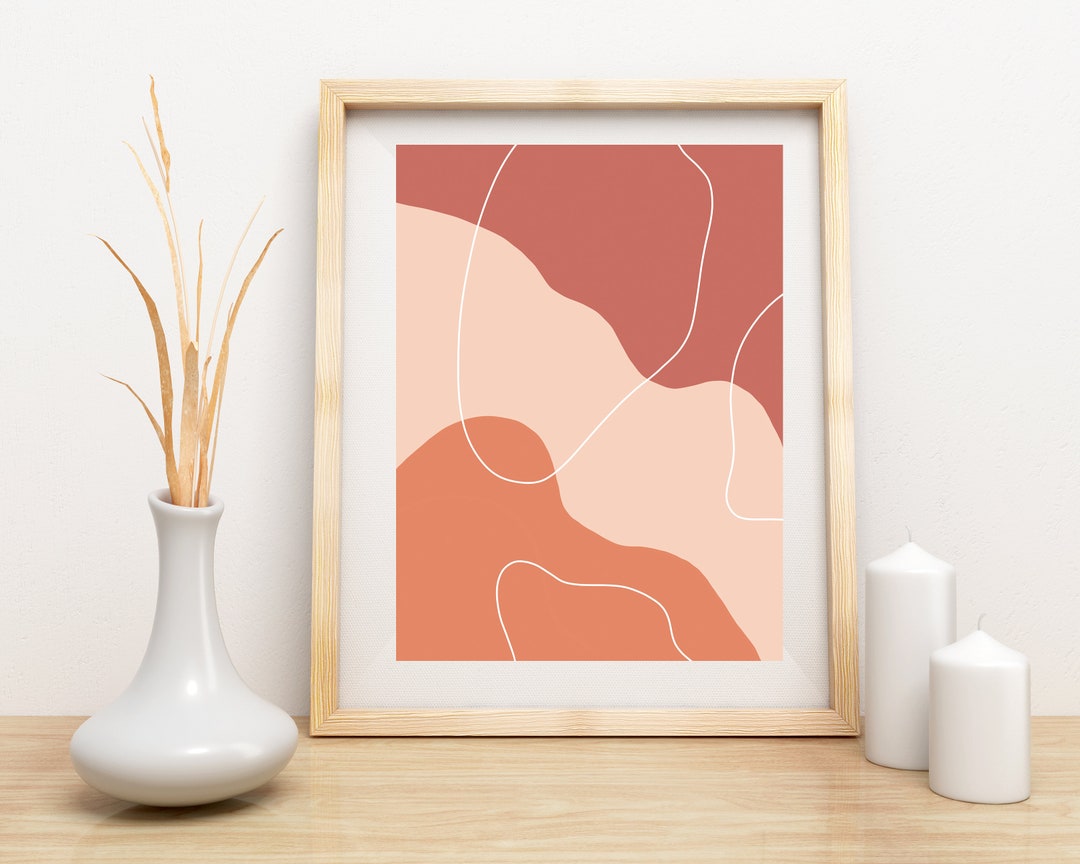 Abstracte Terracotta Vorm Art Print Boho Decor, Terracotta Neutrale Kleuren Minimalistische ...